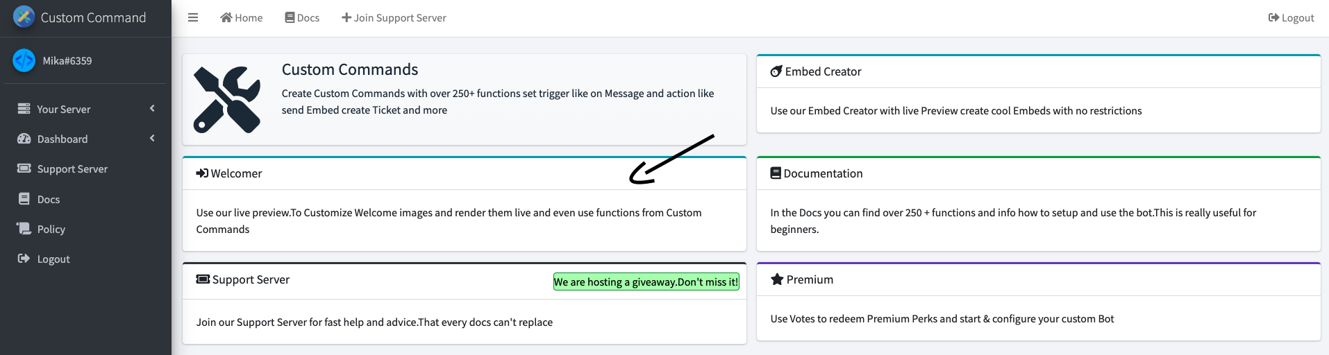 Setting up Welcomer | Custom Command Bot